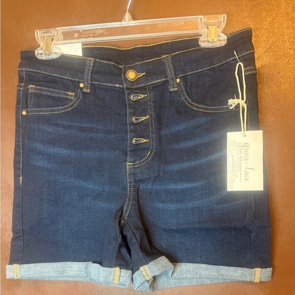 Grace & Lace | Shorts | Grace Lace Dark Jean Shorts Highwaist Cuffed ...